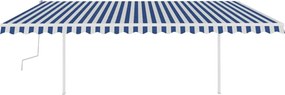 vidaXL Ručně zatahovací markýza se sloupky 5 x 3 m [3069976] Barva: Vícebarevný