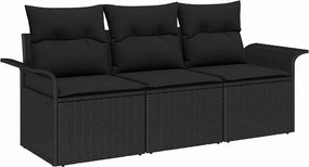 Set pohovek 3 ks 3-Počet míst Černá polyratan 3345223