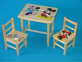 SLEVA 2 - Dětský dřevěný stůl se židlemi 60x50 cm - Mickey Mouse