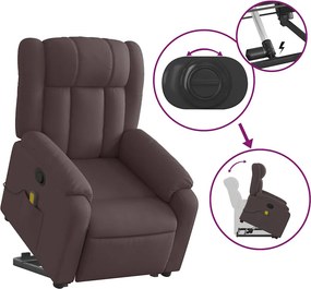 Zvedací masážní polohovací křeslo tmavě hnědé textil 3205333