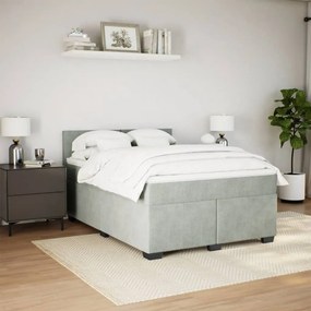 Box spring postel s matrací světle šedá 160x200 cm samet 3286348