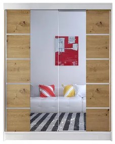 Šatní skříň CAMINO V šířka 150 cm - bílá/dub artisan