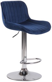 Barová židle Haugo - samet - chromovaný rám | modrá