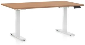 Výškově nastavitelný stůl OfficeTech C, 120 x 80 cm - bílá podnož Barva: Buk