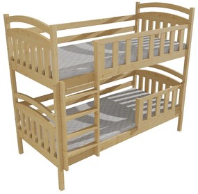 Vomaks Patrová postel PP 005 se zábranou Rozměr: 90 x 180 cm, Barva: bezbarvý lak, Prostor mezi lůžky: 80 cm