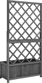 Květináč s mřížkou černý 70 x 30 x 135 cm masivní jedlové dřevo 316427