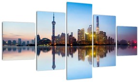 Obraz ranního nebe nad Šanghají (125x70 cm)