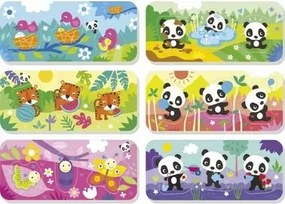 EDUCA Baby vkládačka Panda Bimba a kamarádi / 6x3 dílky / od 2 let