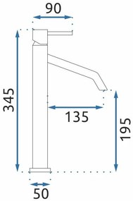 Rea Level, vysoká umyvadlová baterie h-345, zlatá matná, REA-B6217
