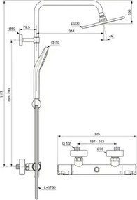 Ideal Standard CeraTherm - Sprchový set T50 s termostatem | 20 cm | 3
