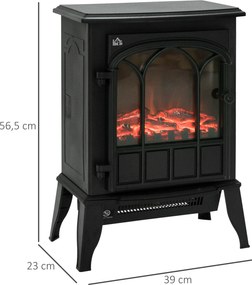 HOMCOM 2000W elektrický krb s LED efektem plamene, tichý, elektrická kamna s ochranou proti kovovému ohřevu