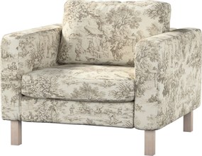 Potah na křeslo IKEA Karlstad, krátký barva hnědá látka vzorované