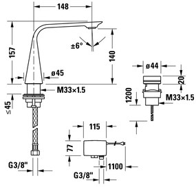 Duravit D.1 - 2-otvorová elektronická baterie M se zástrčkou, chrom, D11100007010