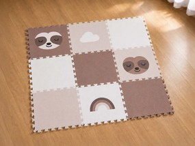 Hrací pěnová puzzle podlaha 9 dílů HNĚDÝ LENOCHOD do dětského pokoje