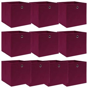 Úložné boxy 10 ks tmavě červené 32 x 32 x 32 cm textil