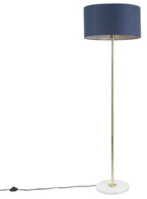 Stojací lampa mosazná s modrým odstínem 50 cm - Kaso