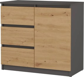 FALCO Komoda Malvína 1D3S antracit/dub artisan