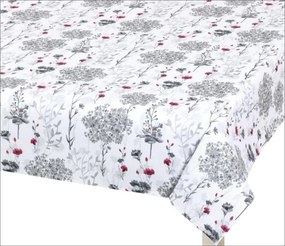 Bellatex Ubrus DITA Větvička šedá, červená, bílá rozměr 140x180 cm