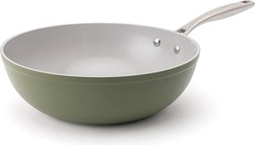 Elmich Nepřilnavá keramická pánev wok Zen Ø 28 cm - olivově zelená