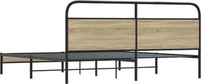 Kovový rám postele bez matrace kouřový dub 200 x 200 cm 3318672
