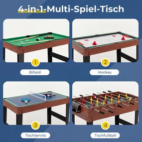 Costway 4 v 1 Multiherní stůl se stolním fotbalem a kulečníkem a vzdušným