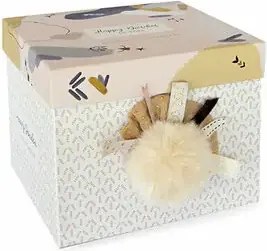Doudou Dárková sada - Plyšový králíček s béžovou bambulkou 25 cm / od