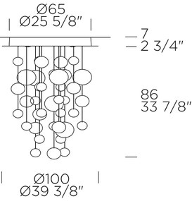 Leucos 0010064 Ether 90S, luxusní svítidlo z křišťálového skla, 4x15W G53, průměr 100cm, délka: 86cm