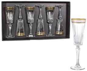BOHEMIA PRESTIGE DORATO SKLENICE NA ŠAMPAŇSKÉ 210ML SADA 6 KS