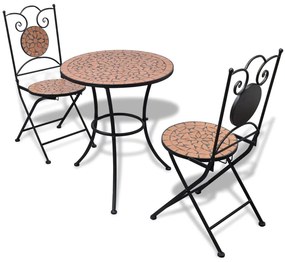 3dílný bistro set mozaikový keramický terakota 271770