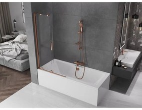 Mexen Velar, 2-křídlová posuvná vanová zástěna 90 x 150 cm, 8mm čiré sklo, růžové zlato, 896-090-000-01-60