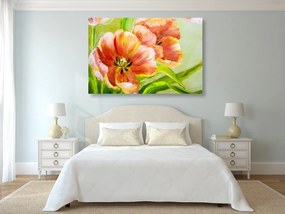 Obraz červené tulipány ve vintage provedení - 120x80 cm
