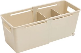 5Five® Úložný koš EXTENS - M, béžový, nastavitelný, s kolečky, 27-38,5 × 15 × 15 cm