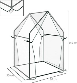 Outsunny fóliový skleník Skleník s dvojitými dveřmi větruodolný rostlinný domek pro zahradu 90 x 90 x 145 cm z průhledného PE |