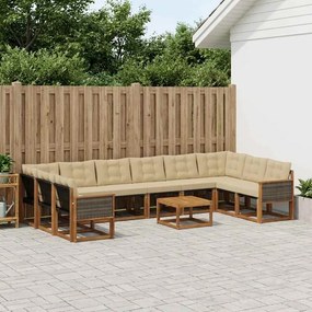 Venkovní pohovková souprava 11 ks Přirozená a Béžová 3382253