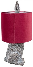 Hnědo-bílá stolní lampa králík s červeným stínidlem Konijn – 20x43 cm