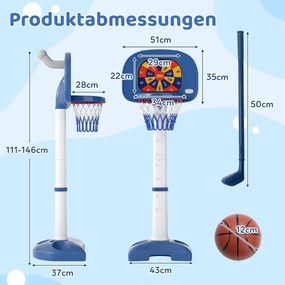 Costway 4 v 1 Sada dětských basketbalových košů 100-140 cm Výškově nastavitelný