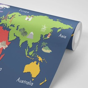 Samolepící tapeta mapa světa s dominantami