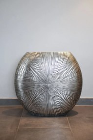 Dekorativní podlahová váza ATENA, sklolaminát, výška 50 cm, stříbrno-černá