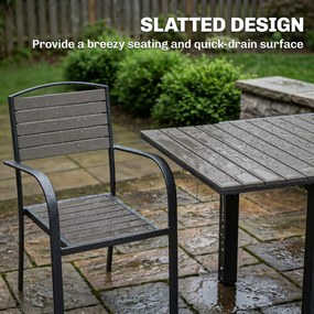 Zahradní set nábytku 7 ks, rozkládací stůl 150–225 cm + 6 židlí, hliník, imitace dřeva, šedý
