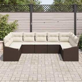Set pohovek 9 ks Hnědá polyratan 3346878