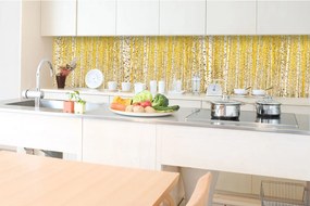 DIMEX | Fototapeta do kuchyně Žlutý březový háj KI-350-197 | 350 x 60 cm | žlutá, černá, bílá