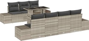 Set pohovek 8 ks Světle šedá polyratan 3349128