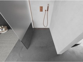 Mexen Kioto L, sprchová zástěna Walk-In 90 x 200 cm, 8mm čiré sklo-námraza, měděný matný profil, 800-090-103-65-35