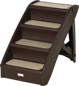 Skládací schůdky pro domácí mazlíčky PawHut se 4 schody pro psy a kočky, přenosné s protiskluzovými rohožemi pro postele a pohovky, nosnost 20 kg, 62x