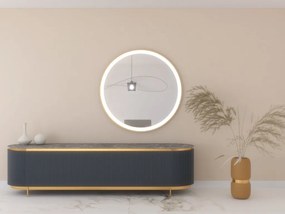 In-Design Zrcadlo RoundLine premium - zlatý matný rám, s LED osvětlením Vypínač: S vypínačem, Průměr zrcadla (mm): 1000