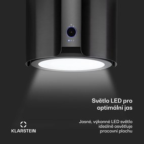Klarstein Skyfall, digestoř, 45 cm, ostrůvková, 402 m³/h, LED, nerezová ocel, černá