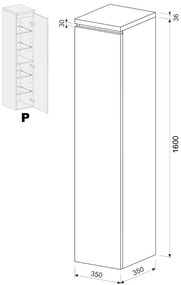 Intedoor OPERA, koupelnová skříňka vysoká - pravá - OP SV 35 1D P OP SV 35 1D P