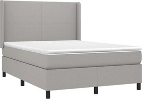 Box spring postel s matrací a LED světle šedá 140x190 cm textil 3138149