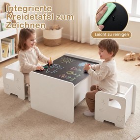 Costway Dětský stůl s 2 židličkami set a židlí s deskovým hracím stolem s – bílý