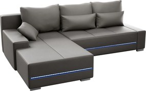 Juskys Rozkládací sedací souprava Davos s LED osvětlením Barva: světle šedá, Provedení: pravé